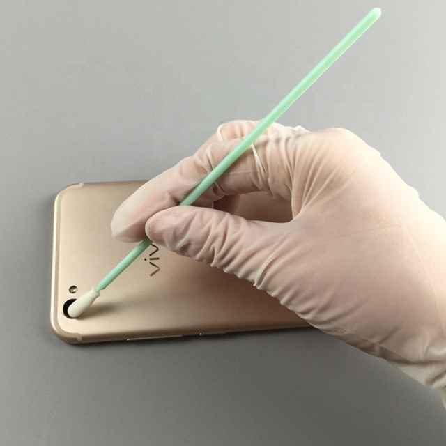 TX740B Cleanroom Q Tips , Cotton Cleaning Swabs Green Stick For PCB ...